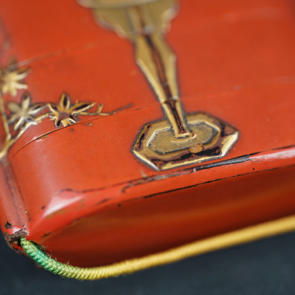 Red negoro lacquer inro with maki-e parfun burner - Late Edo 19th c ...